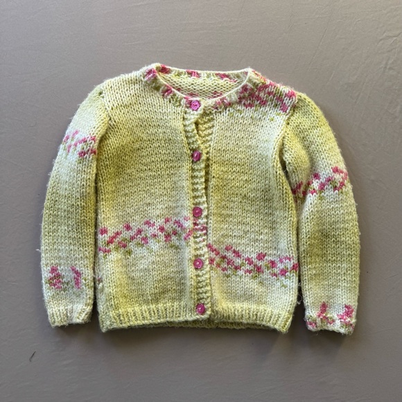 Handmade | Sweaters | Vintage Cottage Core Hand Knit Cardigan Sweater ...